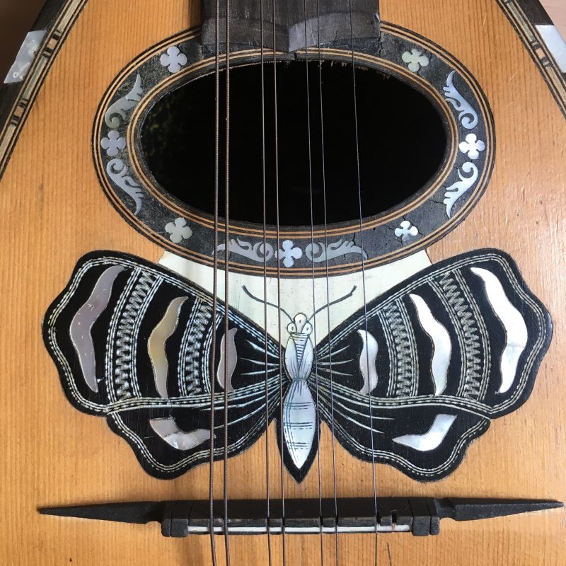 Neapolitan Mandolin with Butterfly inlay late 1800s with case - Musical ...